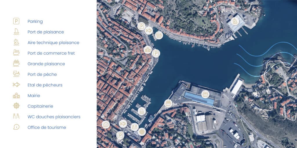 Access to the Port of Port-Vendres. Easy and fast by sea or land.